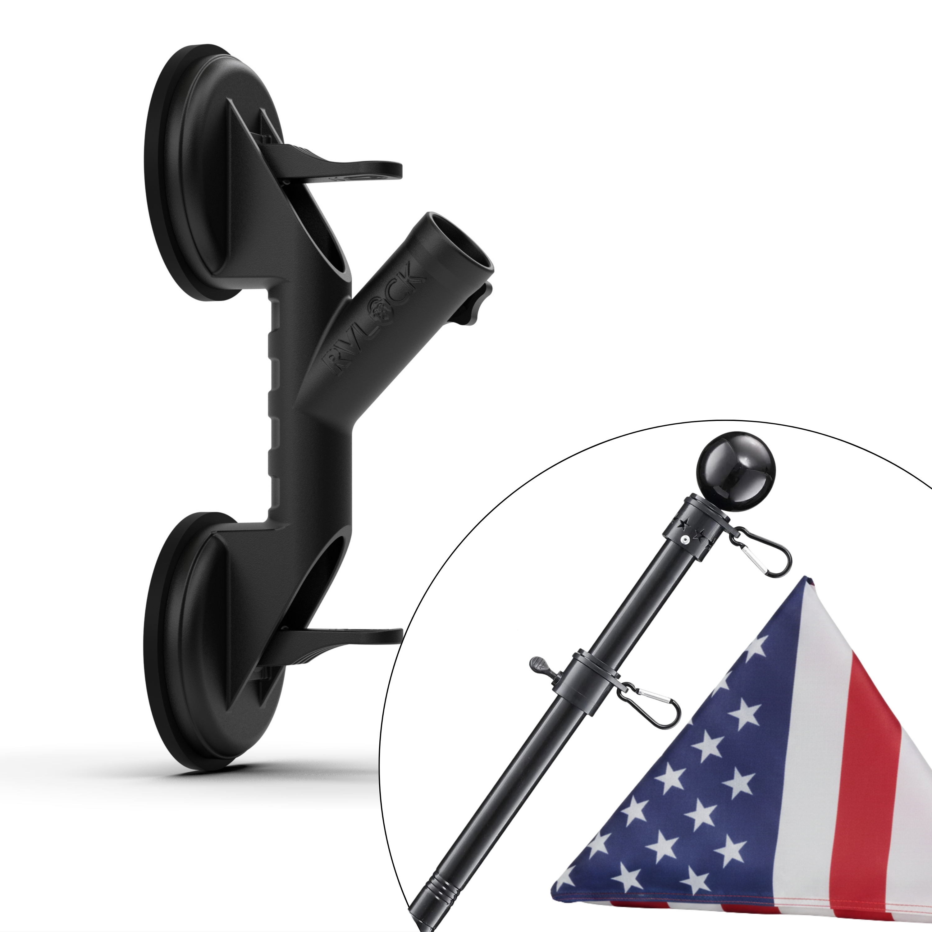 RVLock ANKR Flag Pole Mount + Flagpole And Flag